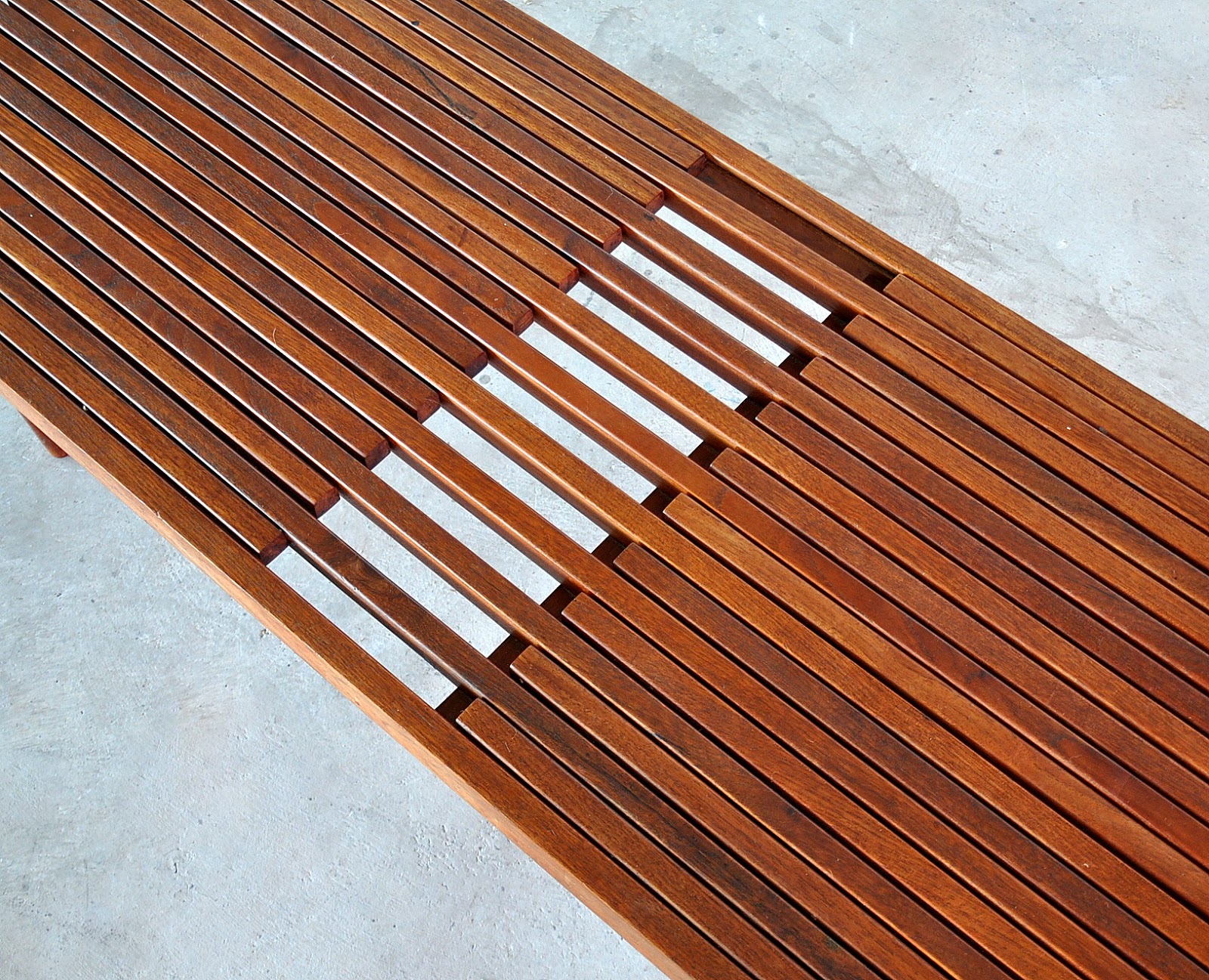 SELECT MODERN: Brown Saltman Expandable Teak Slat Bench or Coffee Table