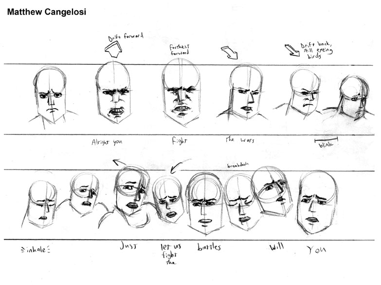 The Art of Matt Cangelosi: Student Work 04 - Dialog Animation Planning