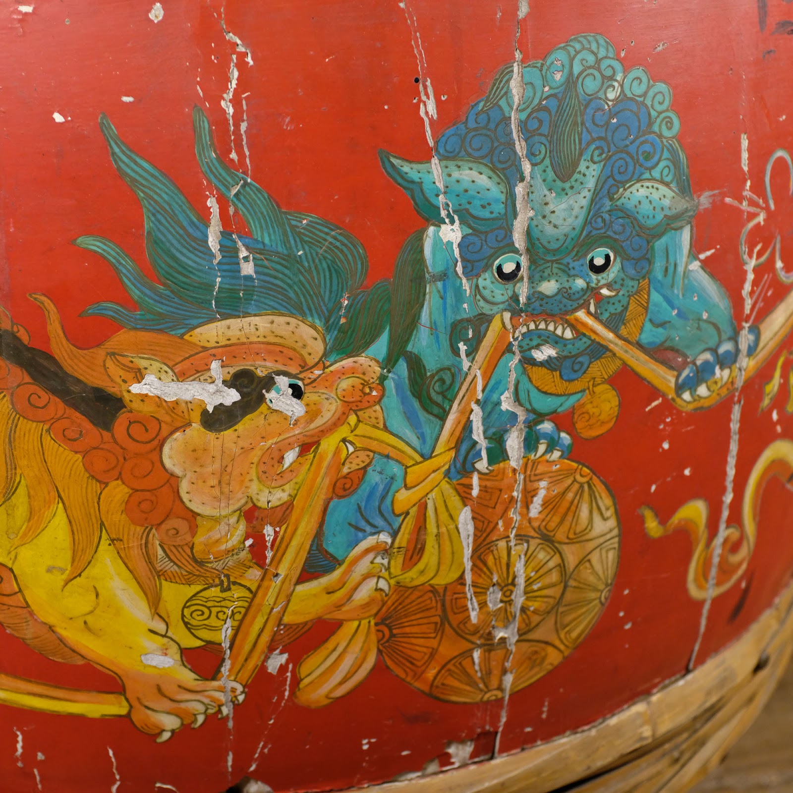 1950s Chinese "Lion Dance" Shigu Drum