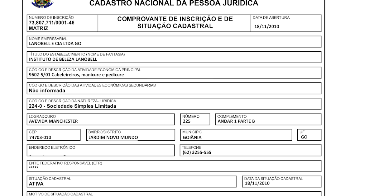 CADASTRO NACIONAL PESSOA JURÍDICA