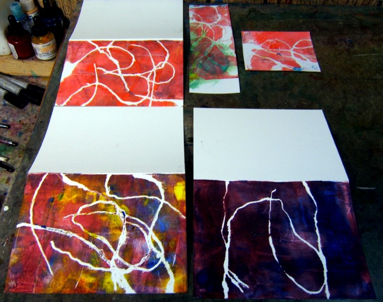 WATERCOLORS AND WORDS: PRINTMAKING CARDS WITH HEMP STRING RESIST