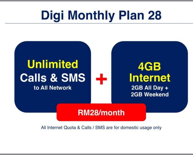 Digi Monthly Plan 28：每月可无限量拨电至所有网络