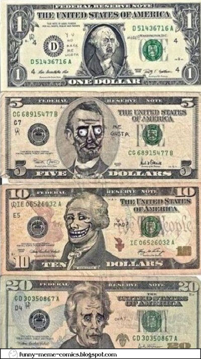 Meme Comics: Meme faces on dollar bills