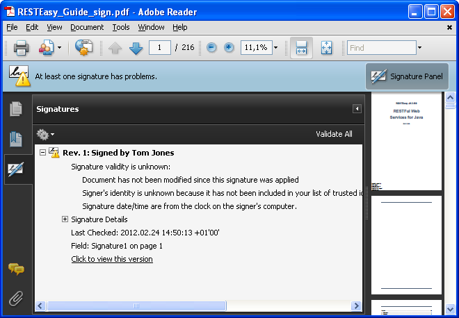 Free digital signature: PDF digital signature example