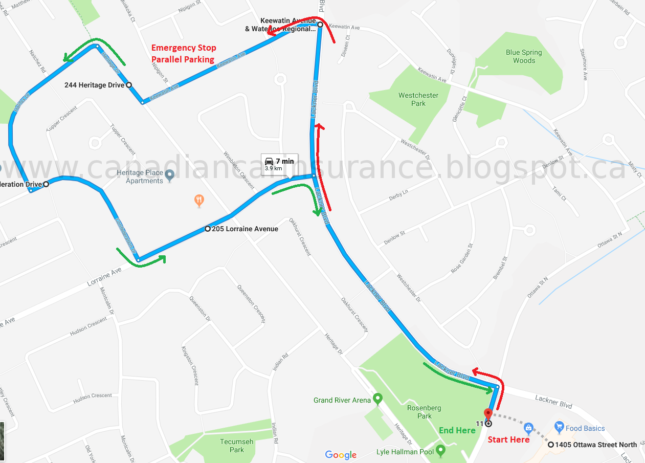 Kitchener G2 Road Test Route Maps
