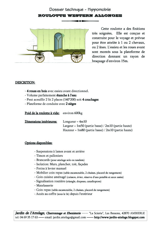 Dossiers techniques de voitures hippomobiles: GRANDE ROULOTTE WESTERN