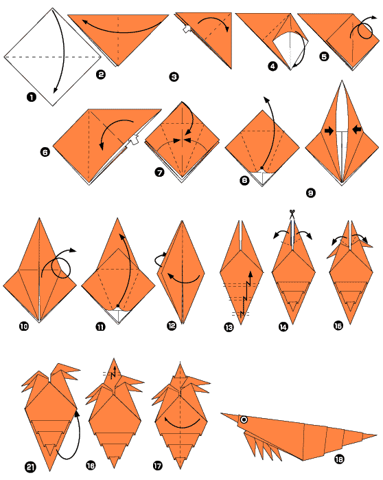 origami shrimp instructions ~ craft projects art ideas