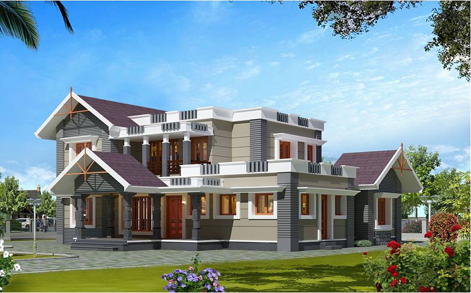 4 Bedroom Modern Home with Courtyard in 2600 Square Feet - Kerala Home ...