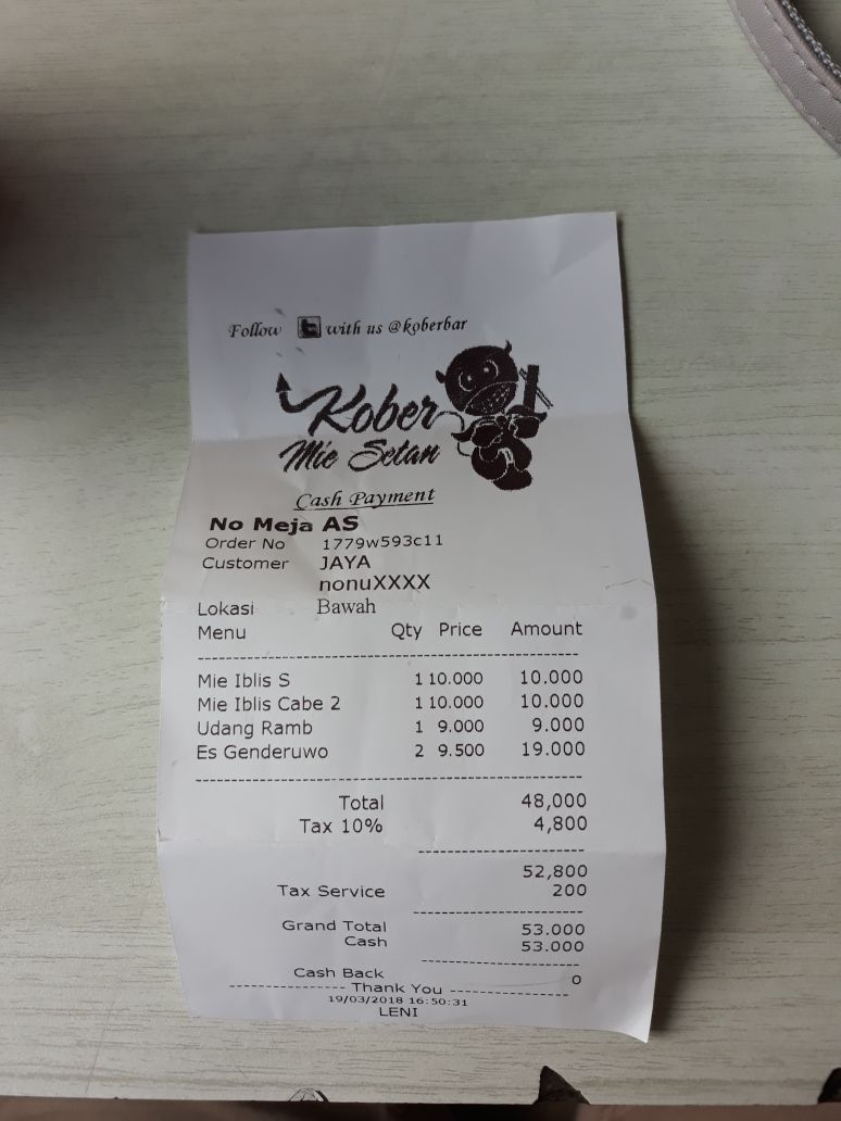 Harga menu dan pengalaman makanan di mie kober tahun 2018