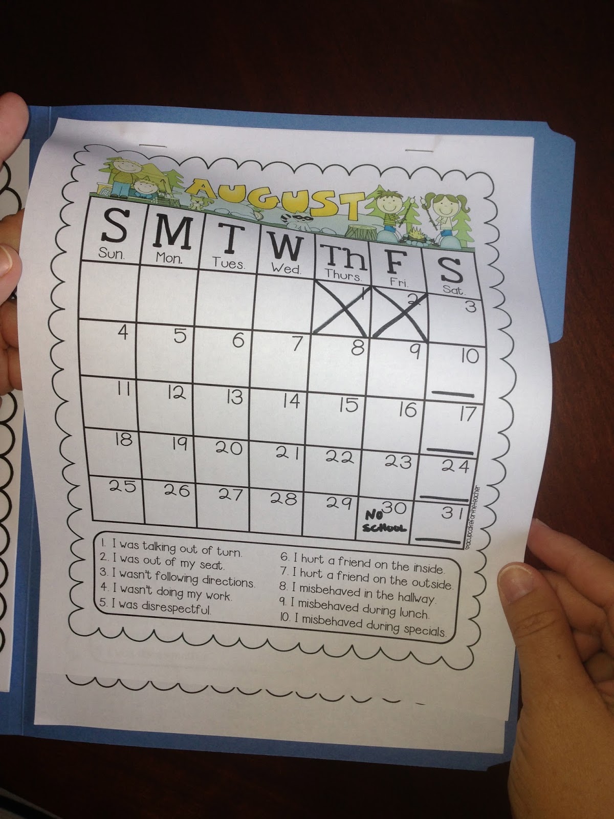A Ray of Kindergarten Sunshine: My Favorite Things #2: Behavior Calendars