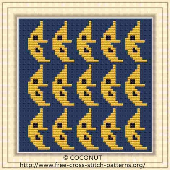 Moon, Pattern for Coasters, Free and easy printable cross stitch ...