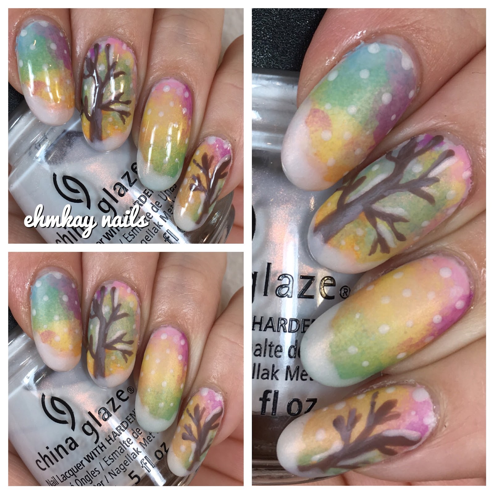 ehmkay nails: Winter into Spring Snowy Pastel Art