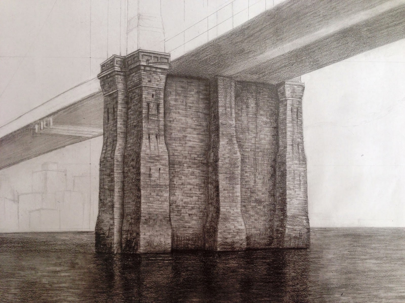 Brooklyn Bridge - pencil drawing - Dreams of an Architect
