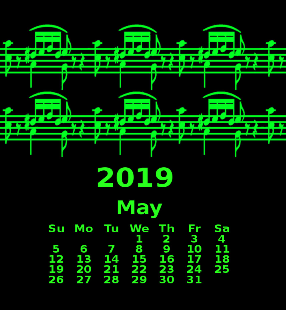 Eu amo piano: CALENDAR MONTH OF MAY 2019 WITH MUSICAL NOTES (ENGLISH ...