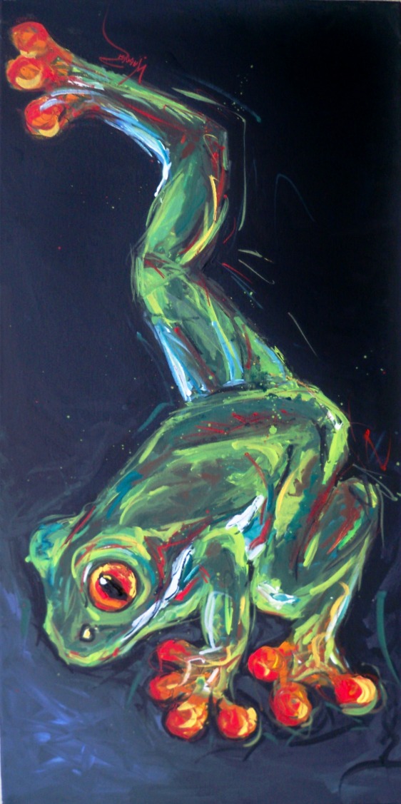 Olga Paints: SUPER SIZED GREEN ABSTRACT FROG