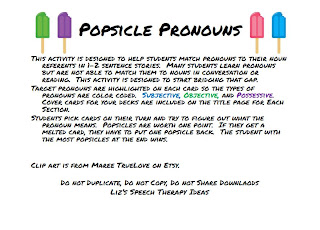 Liz's Speech Therapy Ideas: Popsicle Pronouns