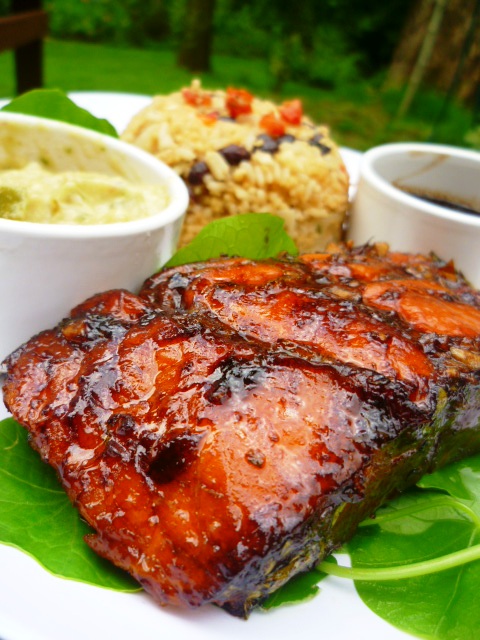 Marmaduke Scarlet: grilled salmon in smoky tamarind sauce