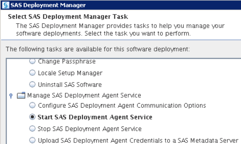 How to start SAS Deployment Agent service?