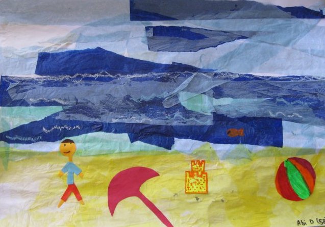 The Primary School Art Room: Tissue Paper Collage Beach Scenes