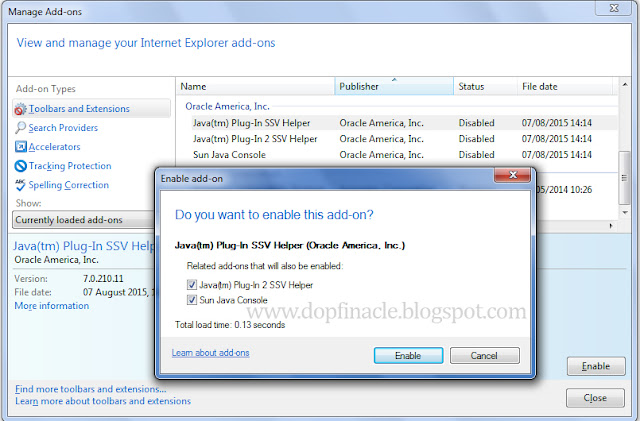 Could not perform login; Applet not properly initialized in DOP Finacle