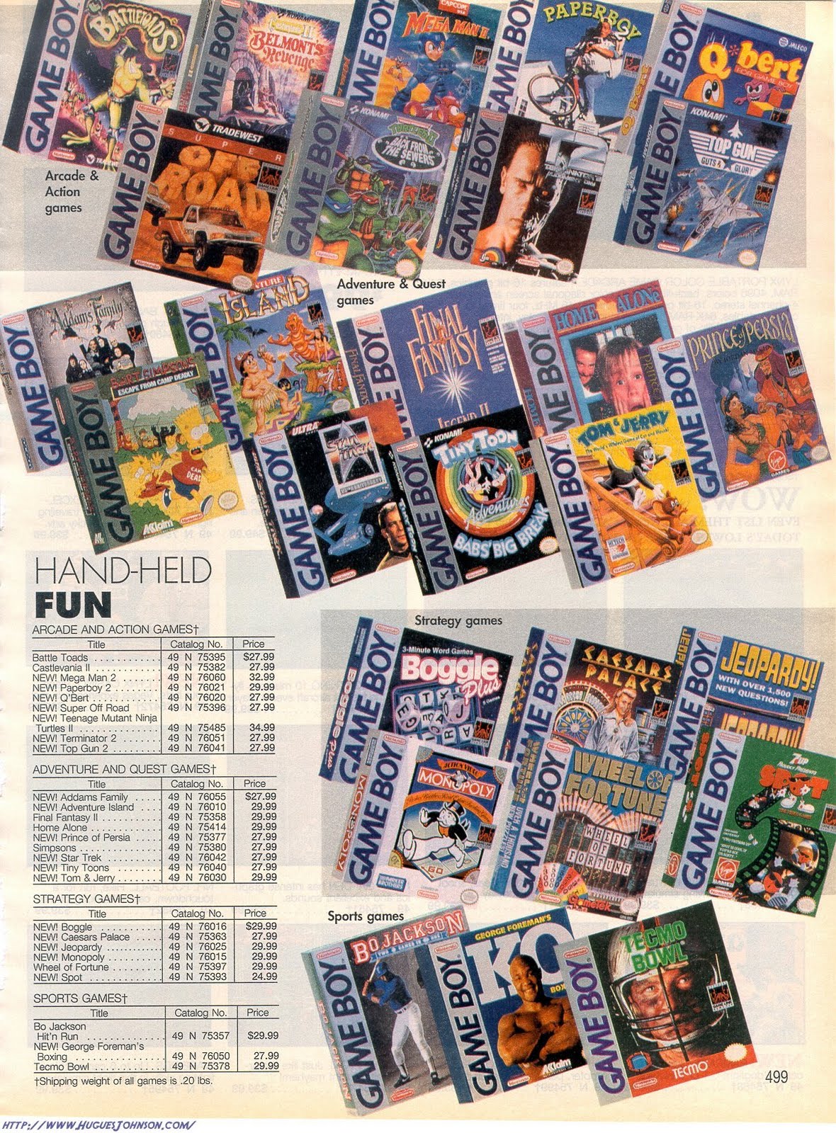 Classic Game Boy Ads: Game Boy Ads from Sears Catalog