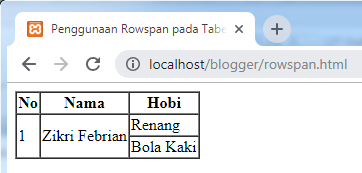 Cara Menggabungkan Sel dari tabel HTML (rowspan dan colspan) - Zikri Tekno