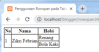 Cara Menggabungkan Sel dari tabel HTML (rowspan dan colspan) - Zikri Tekno