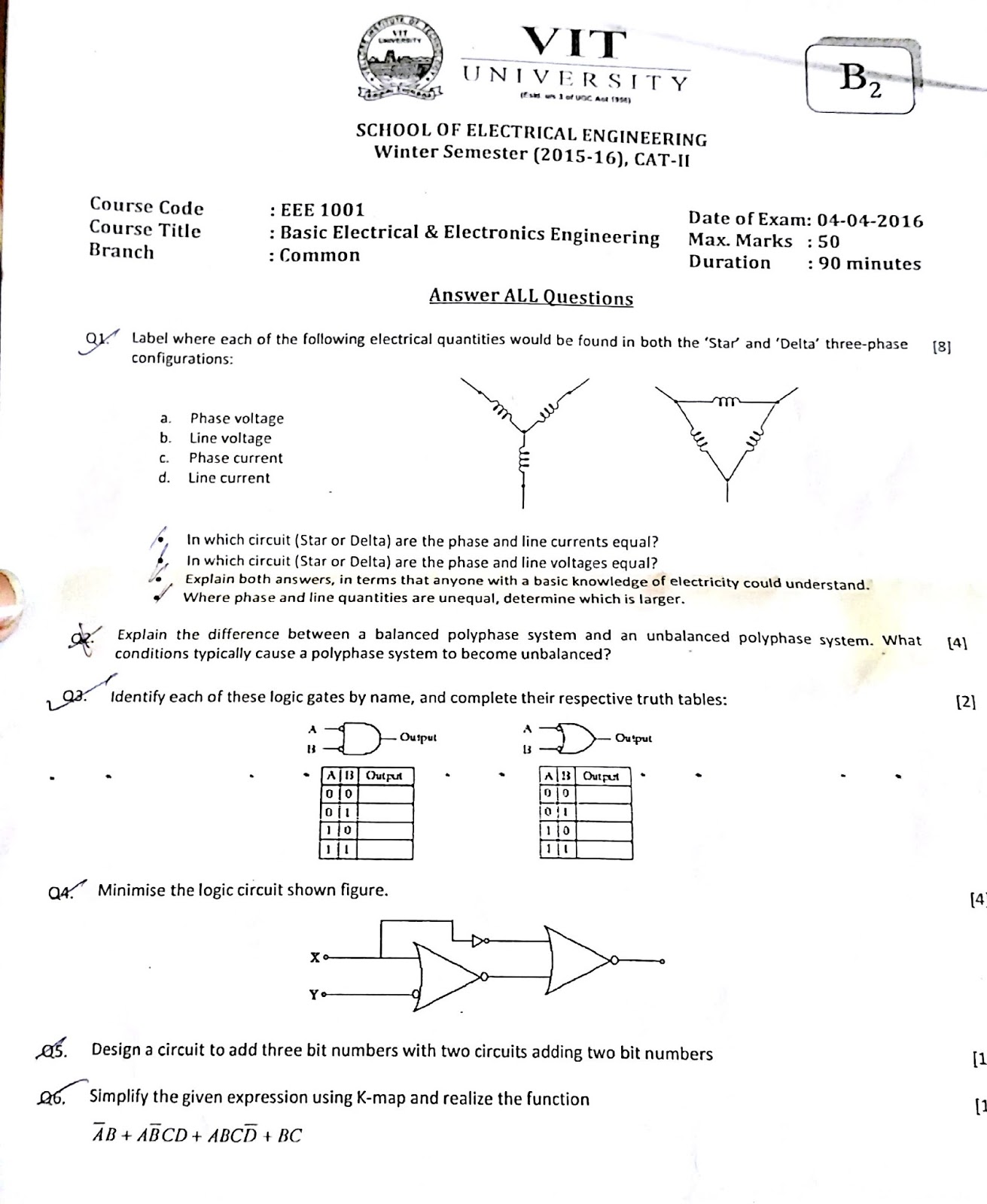 QUESTION PAPER 4 APRIL MORNING B2+TB2 SLOT CAT 2. | VIT SKILL RACK ...