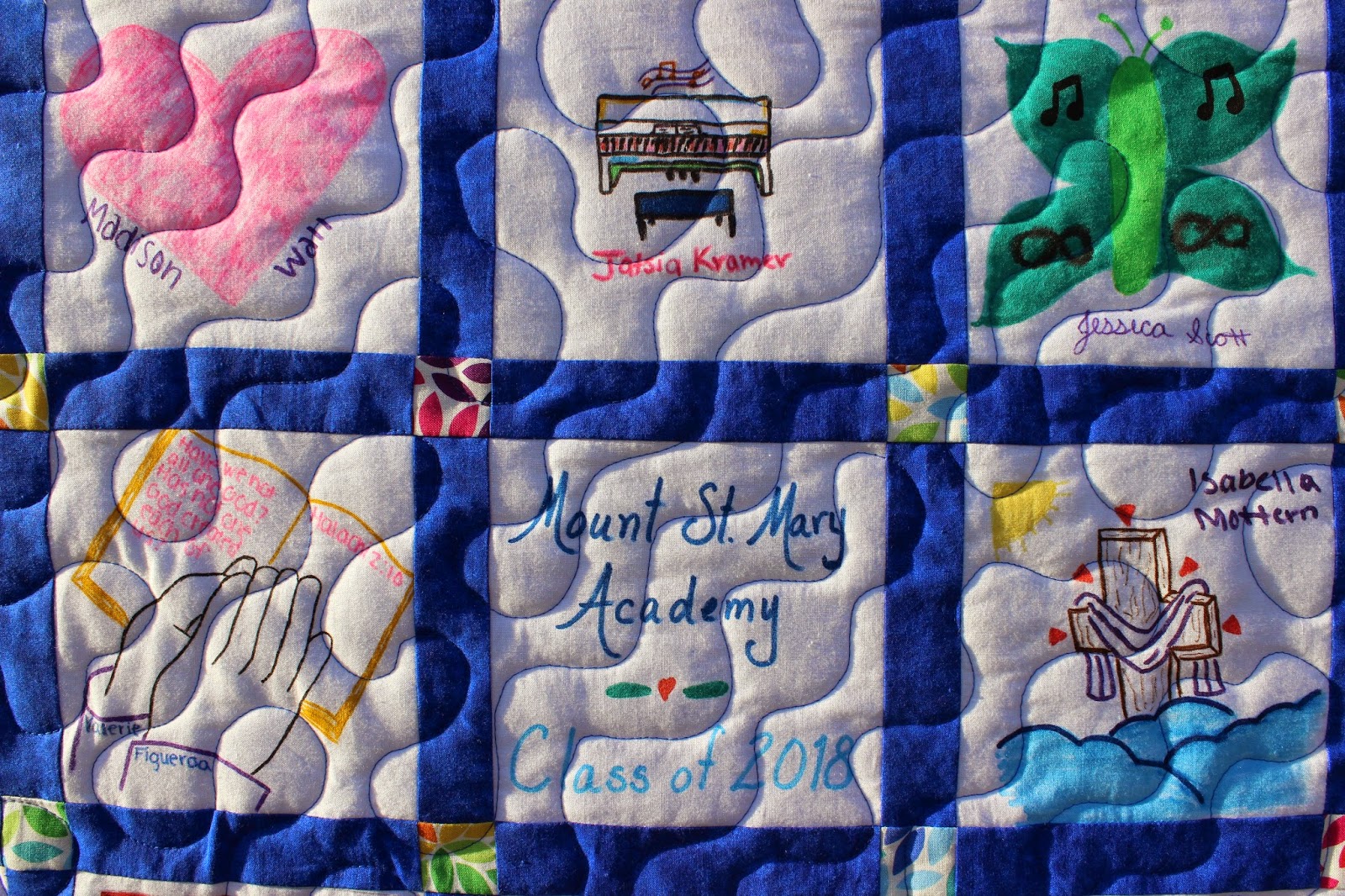 Katie's Quilts and Crafts: Finished Graduation Memory Quilt