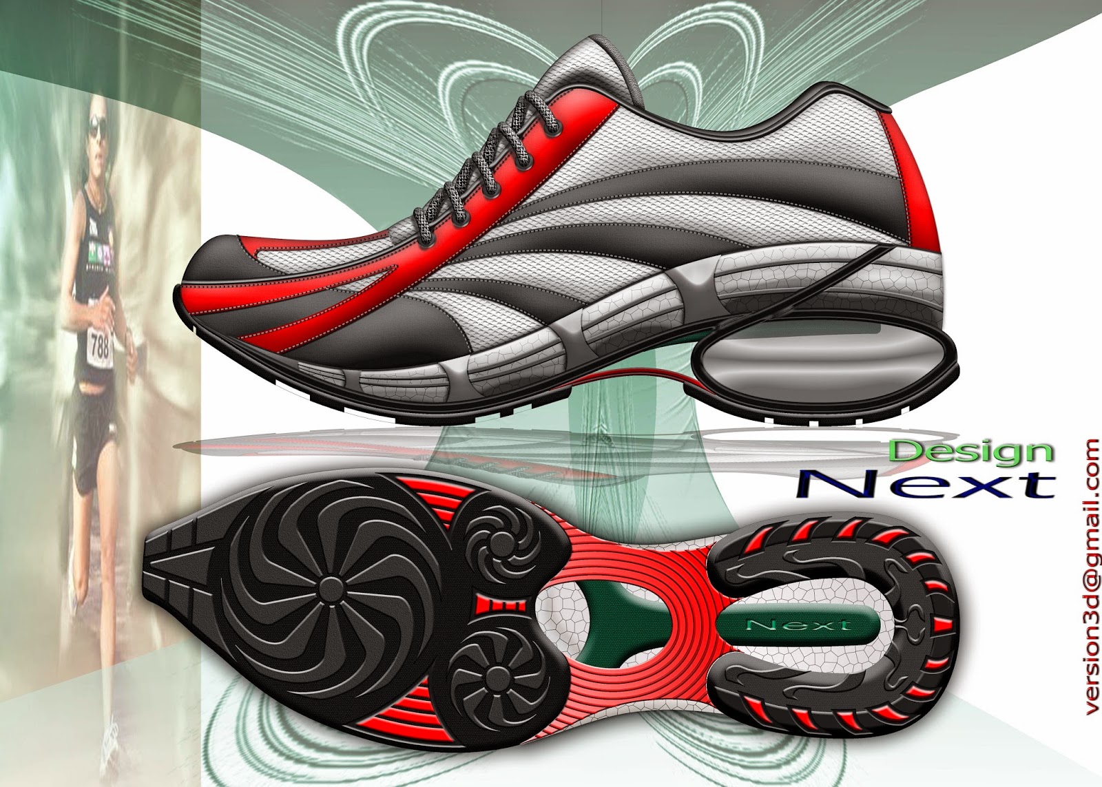 Concept footwear shoe sole design: Trabalhos criativos e técnicos 3D e 2D