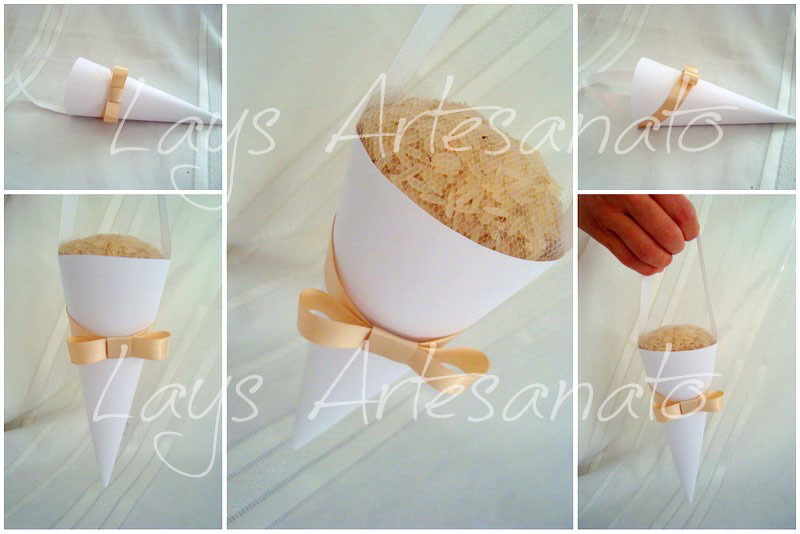 NOVIDADE!!!! Cone para arroz e pétalas..... - Lays Artesanato