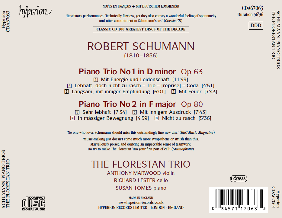 Música clásica: Schumann - Trío Florestan - Tríos para piano