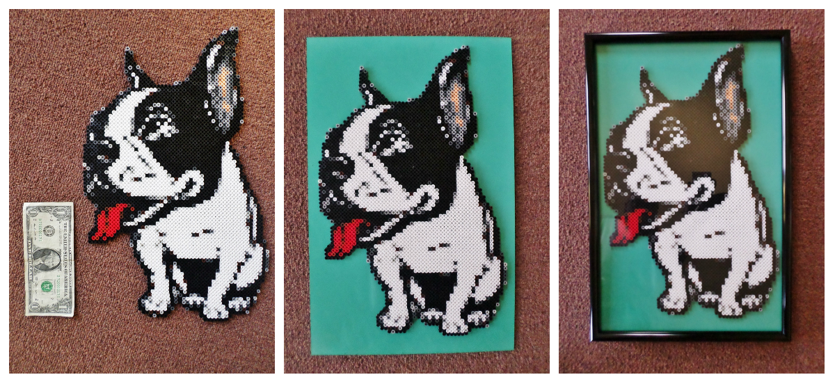 Long Black Fingers : Framed French Bulldog Perler Bead