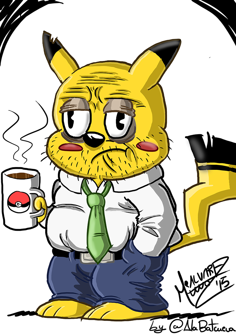 No lo pillo.: Clásicos Remasterizados: Pikachu oficinista odia su vida.