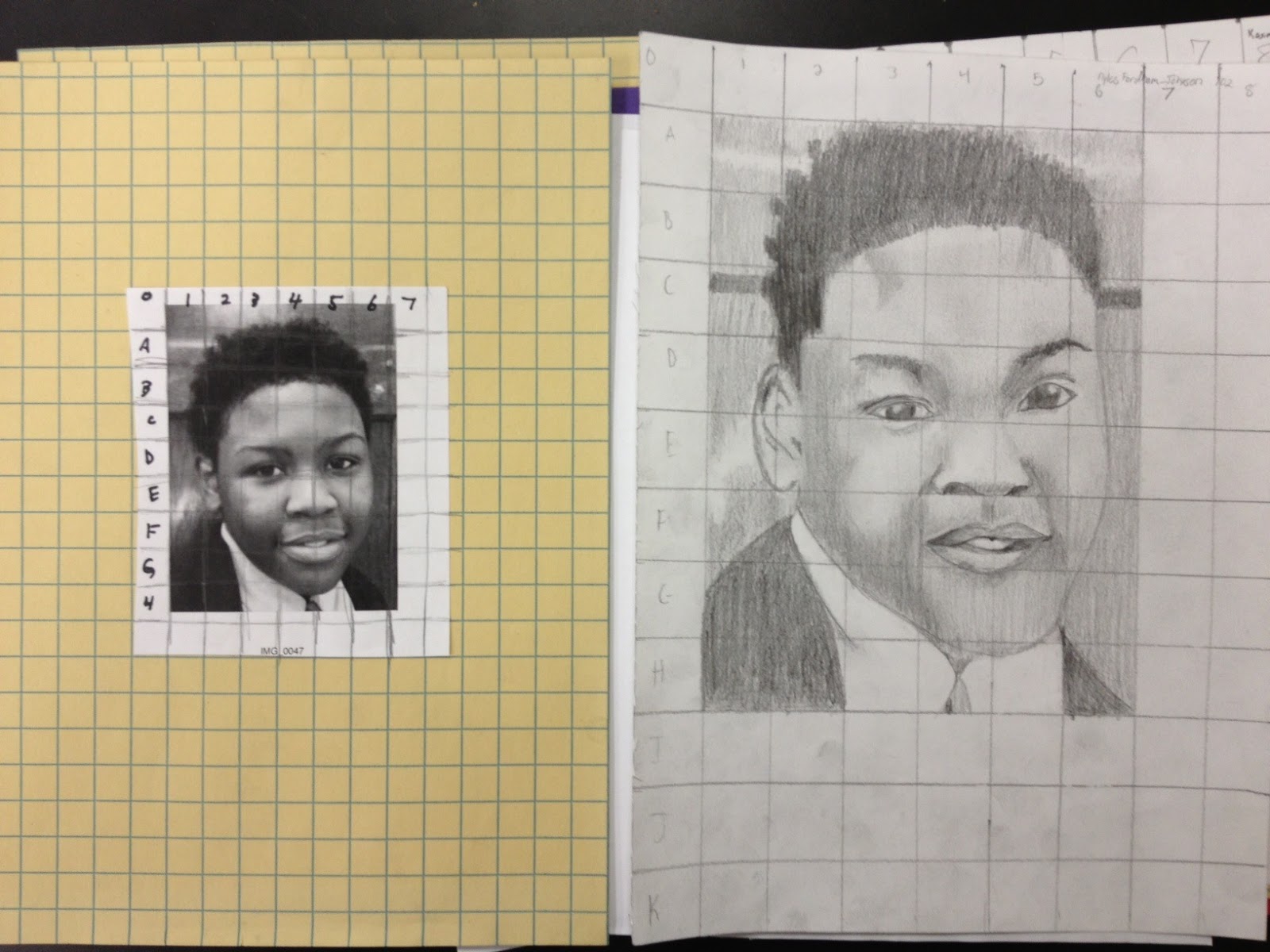 Art at AMY Northwest: Cycle 2: 7th Grade - Self-Portrait Using a Grid