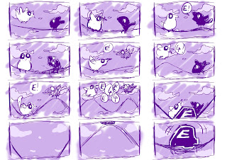 Alex — Advanced Digital Techniques: E4 sting: bird animatics & style frames