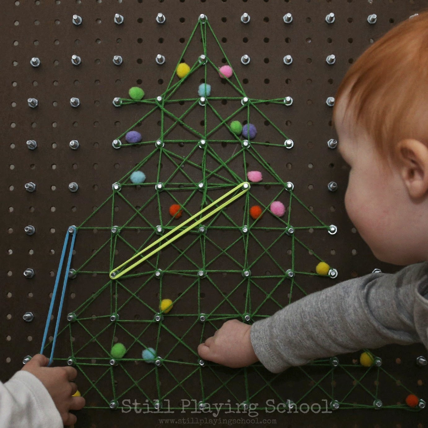 Christmas Tree Geoboard Hands On Math Activity for Kids | Still Playing ...