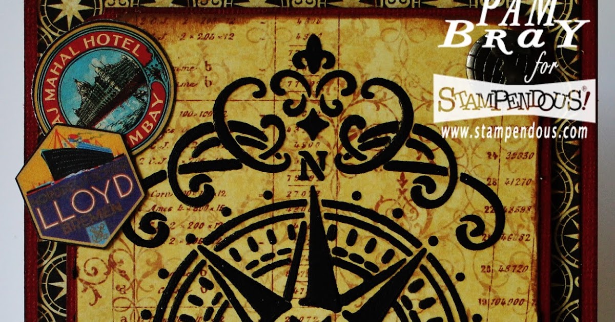 Pam Bray Designs: A Girl with Flair: Compass Birthday Card with Stampendous