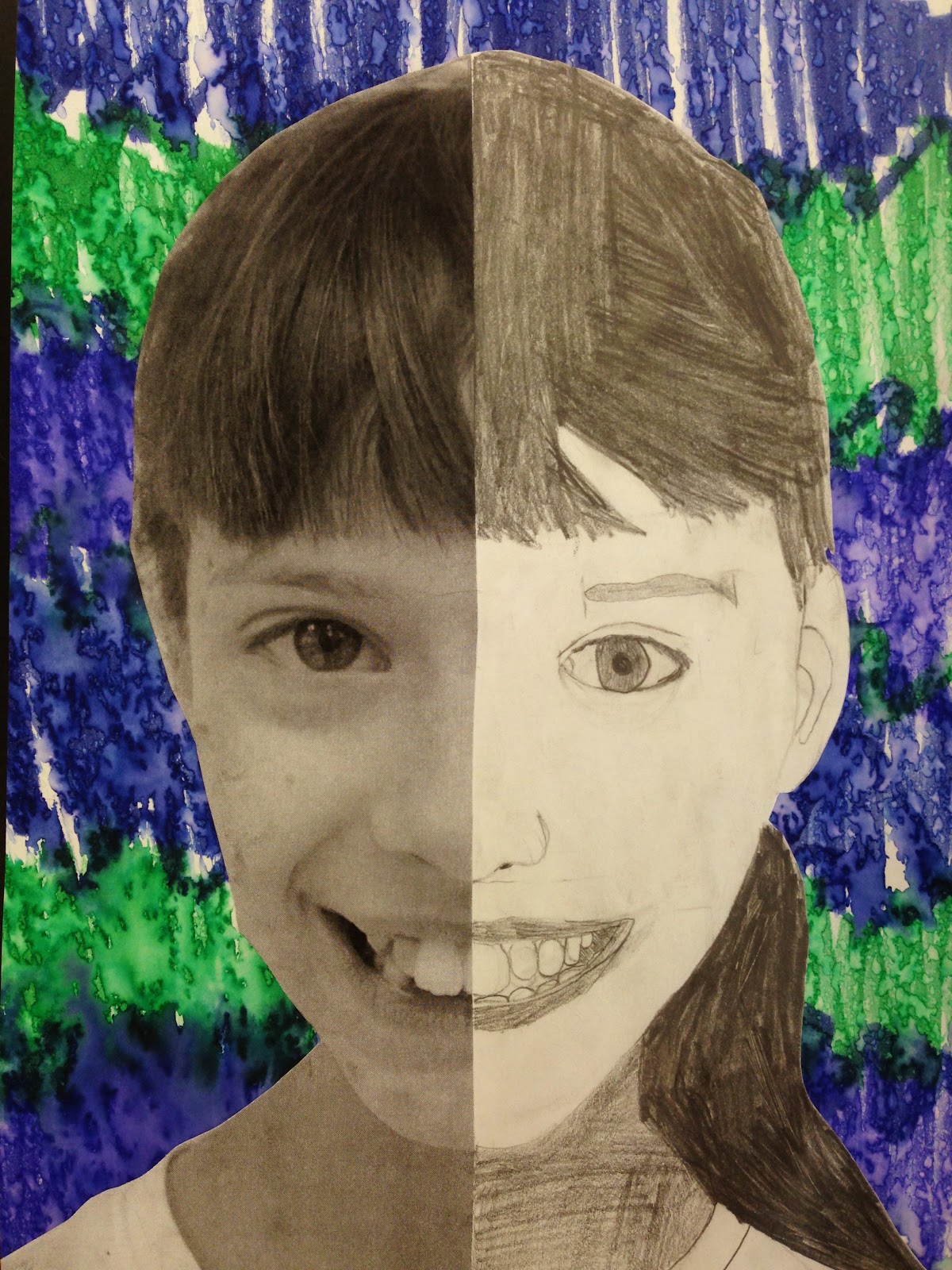 Mrs. Nicholas's Art Blog: 5th Grade Split Self-Portraits