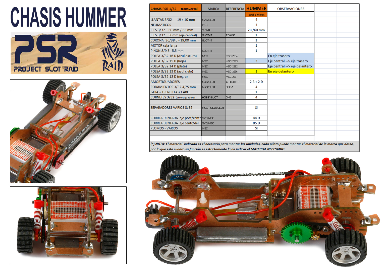 PSR - Project Slot Raid: Chasis transversal 1:32 para Hummer H1
