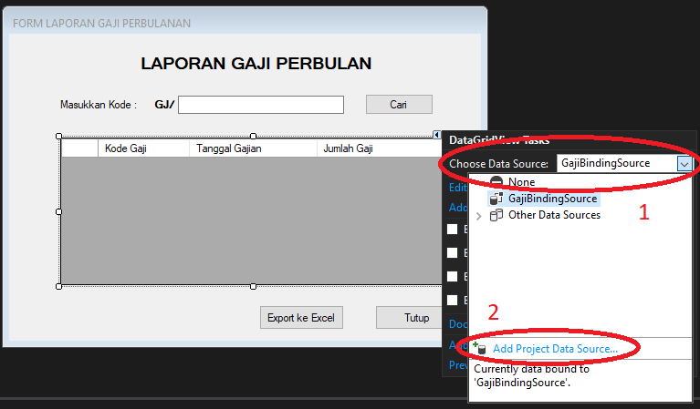 MENAMPILKAN DATA PADA DATABASE KE DATAGRIDVIEW (TANPA SCRIPT)