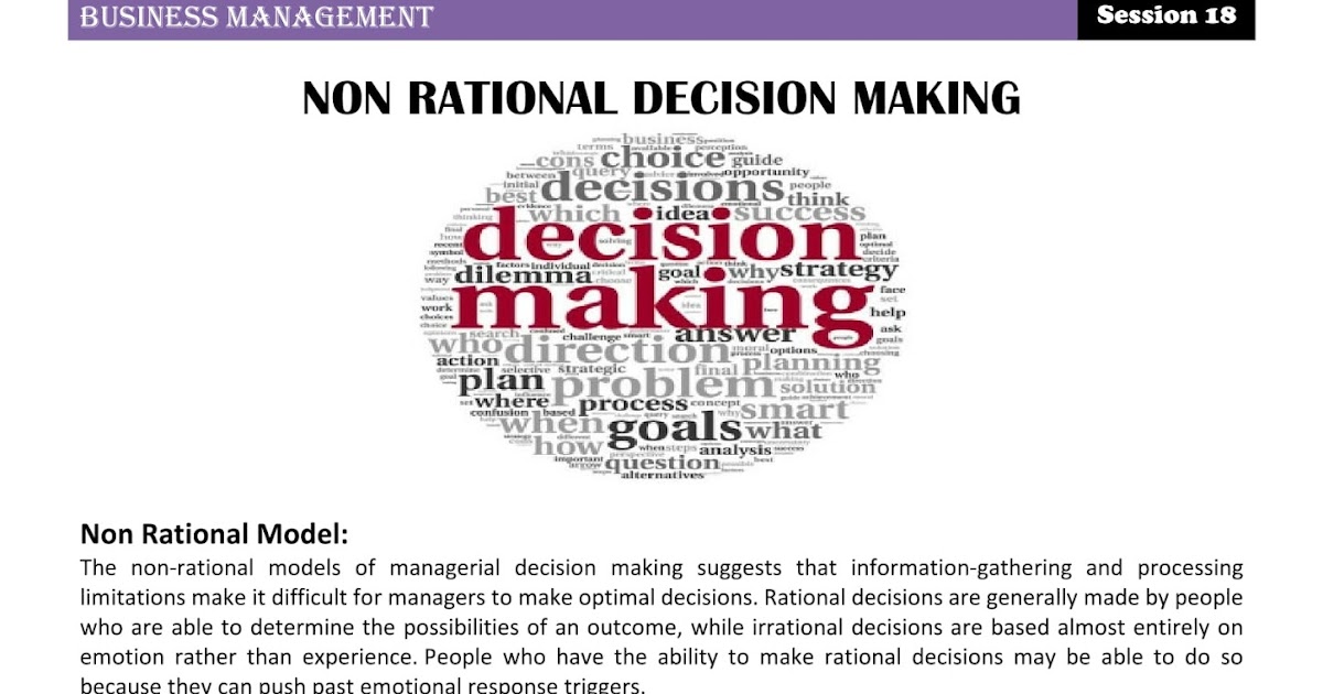 MCOM 16 PGC ATTOCK: NON RATIONAL DECISION MAKING
