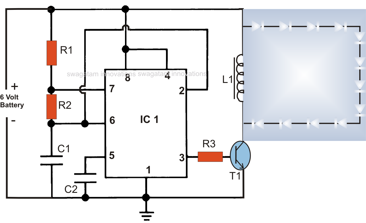 LED Emergency Light Circuit Using Boost Converter | Circuit Diagram Centre