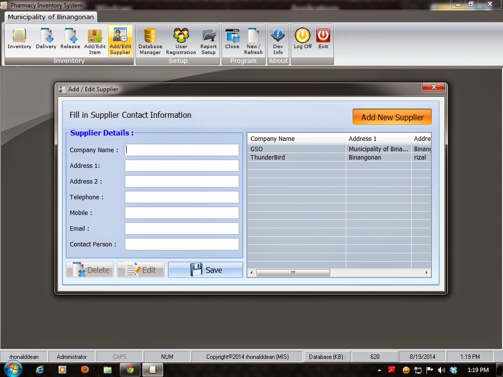 Visual Studio: Pharmacy Inventory System v1.0