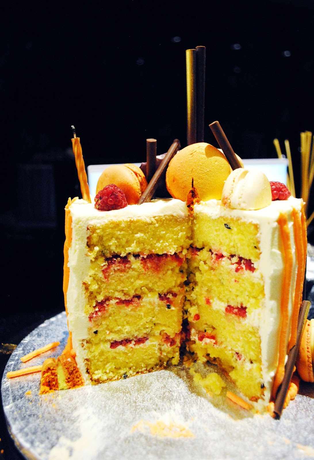 Sharkett Sisters: PASSION FRUIT, RASPBERRY AND WHITE CHOCOLATE CAKE