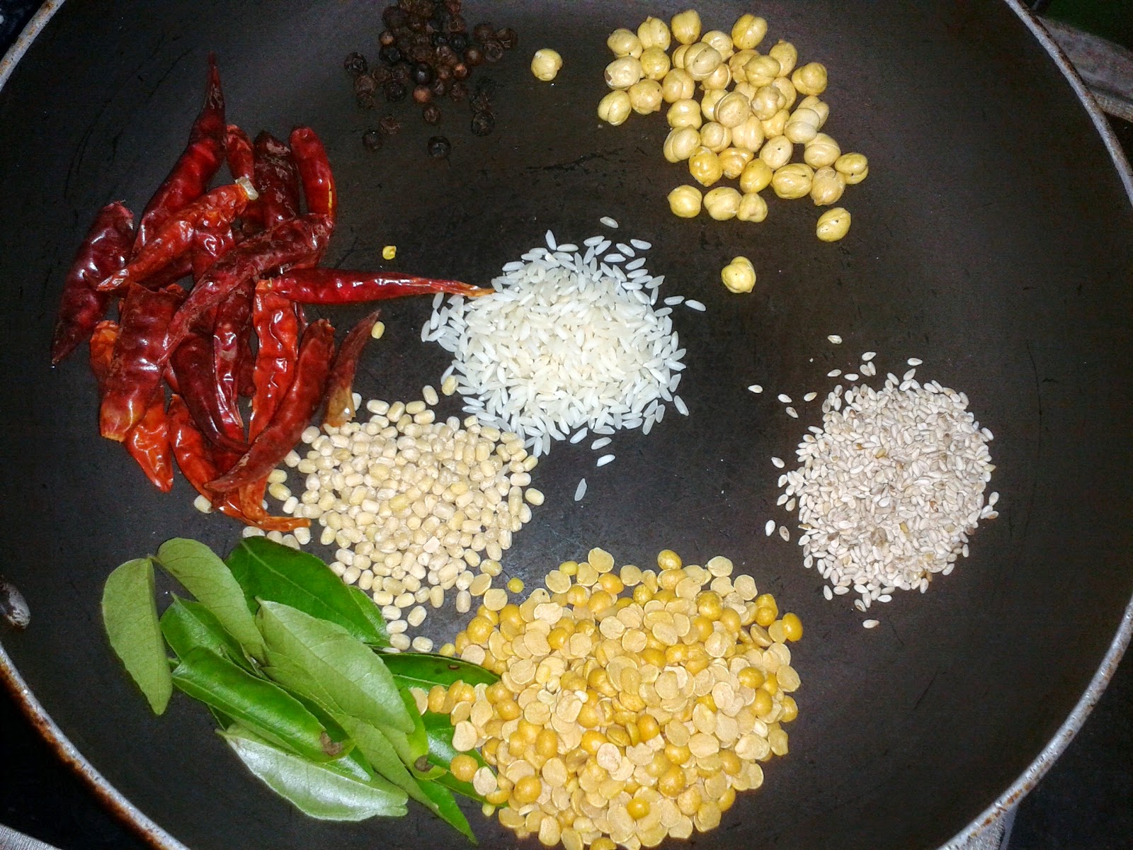 BananaLeaf Recipes: Tawa Idly Podi / Gun powder for Idly Dosa Tawa Fry