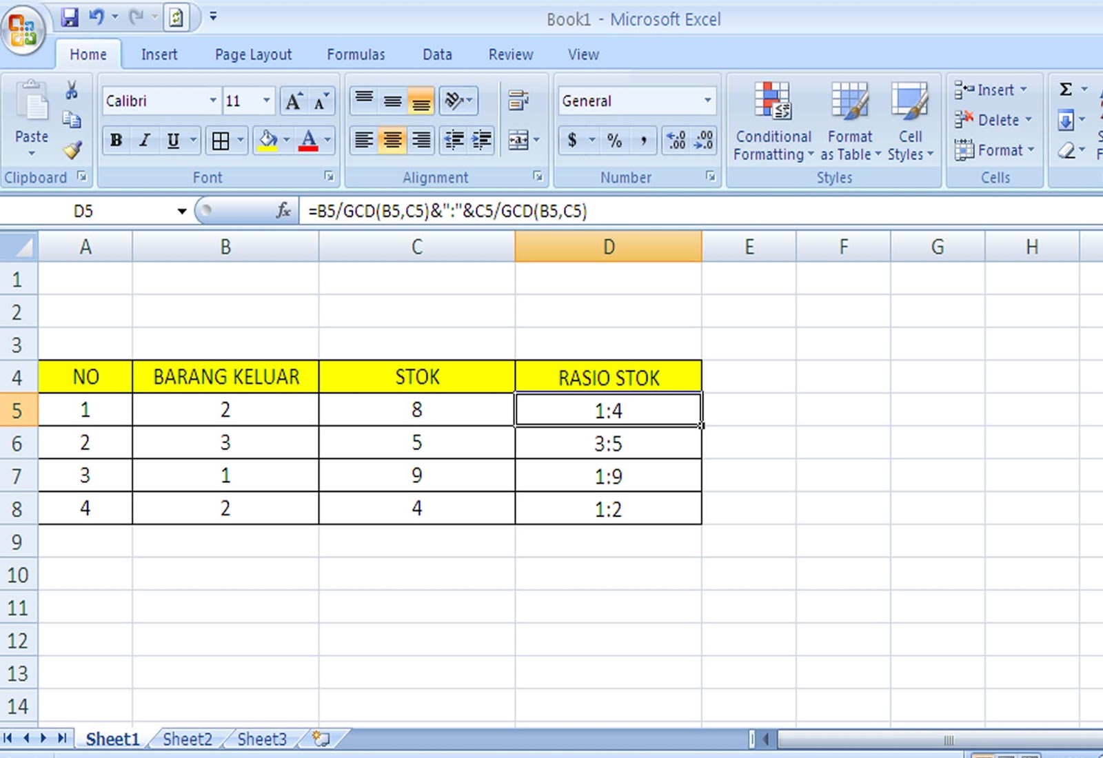 koleksi rumus excel: RUMUS MENGHITUNG RATIO