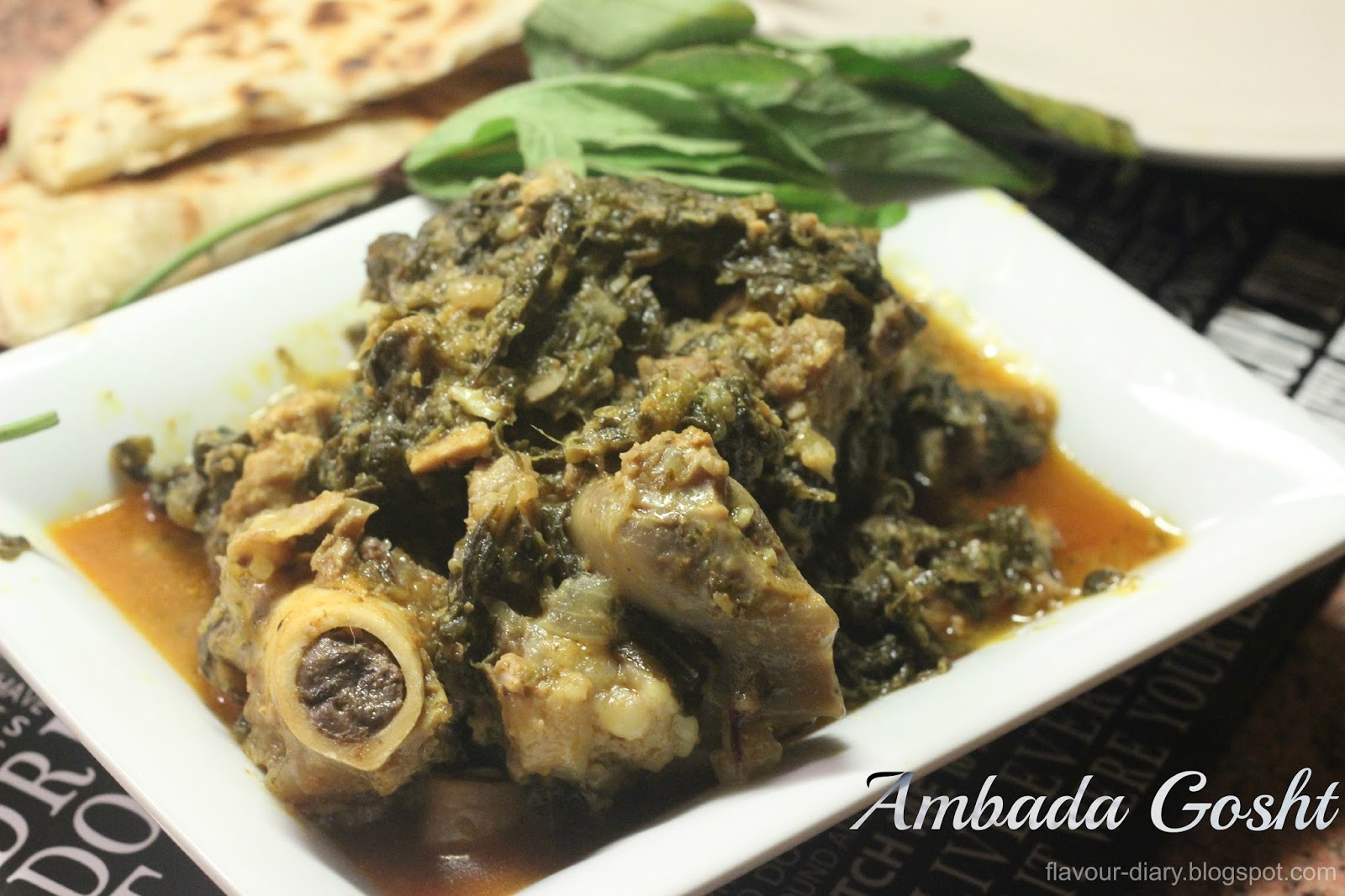 Flavour Diary: Ambada Gosht / Gongura mamsam - Lamb in Sour Leaves