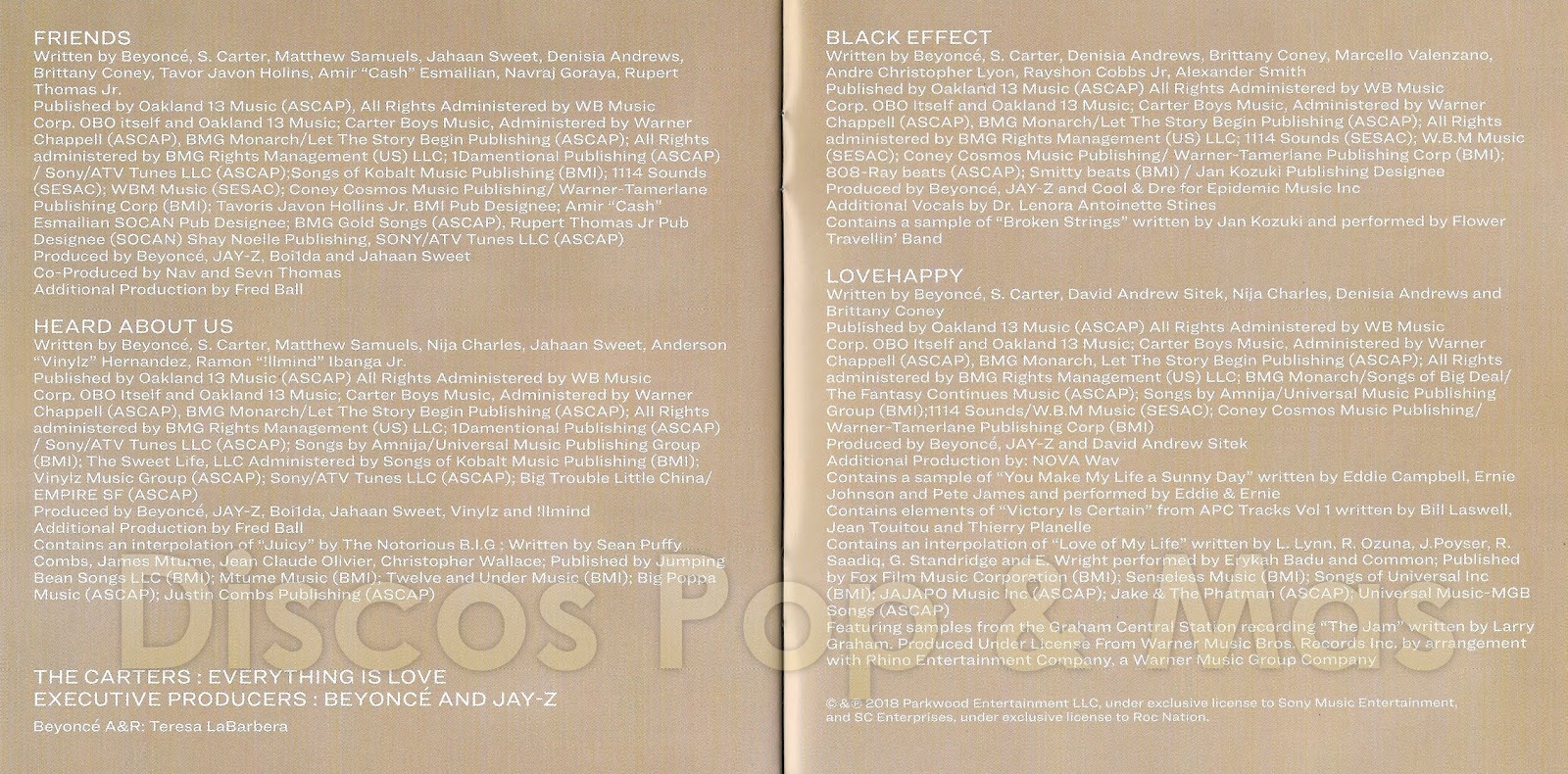 Discos Pop & Mas: The Carters - Everything Is Love