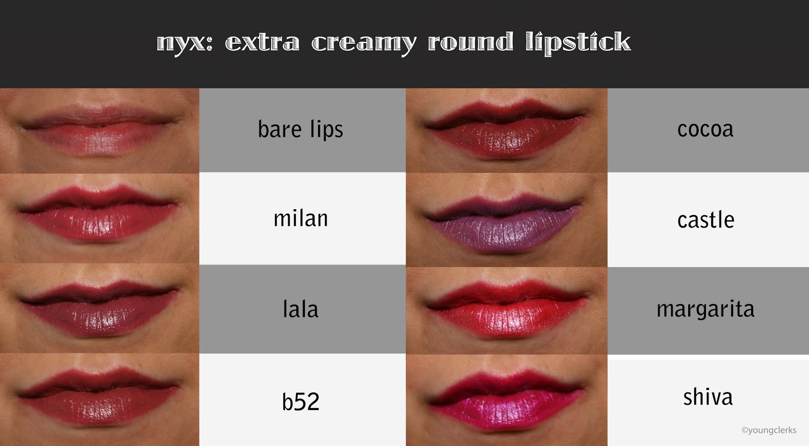 Young Clerks Nyx Extra Creamy Round Lipstick Reviews And Swatches